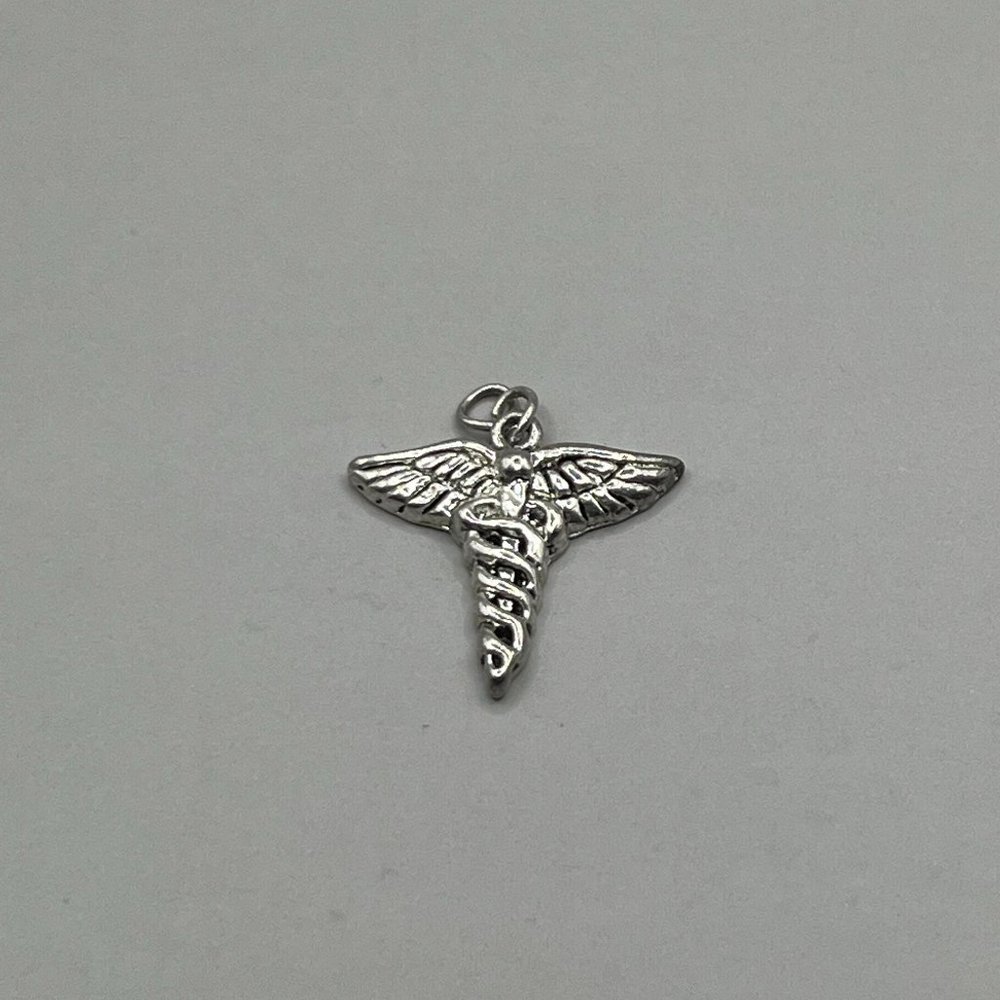 Silver Caduceus Pendant, Silver Caduceus Charm, Caduc… - Gem